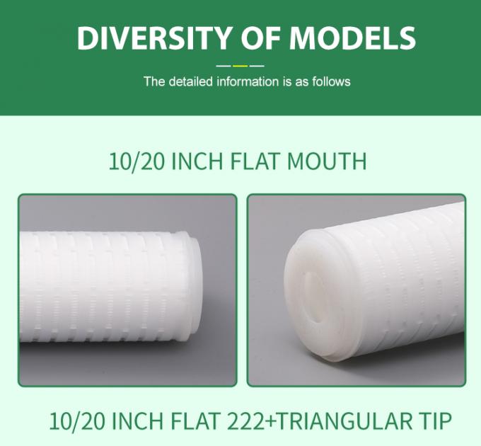 10 Inch Pleated Sediment Filter 1um Depth 20 Micron Water Filter Cartridge